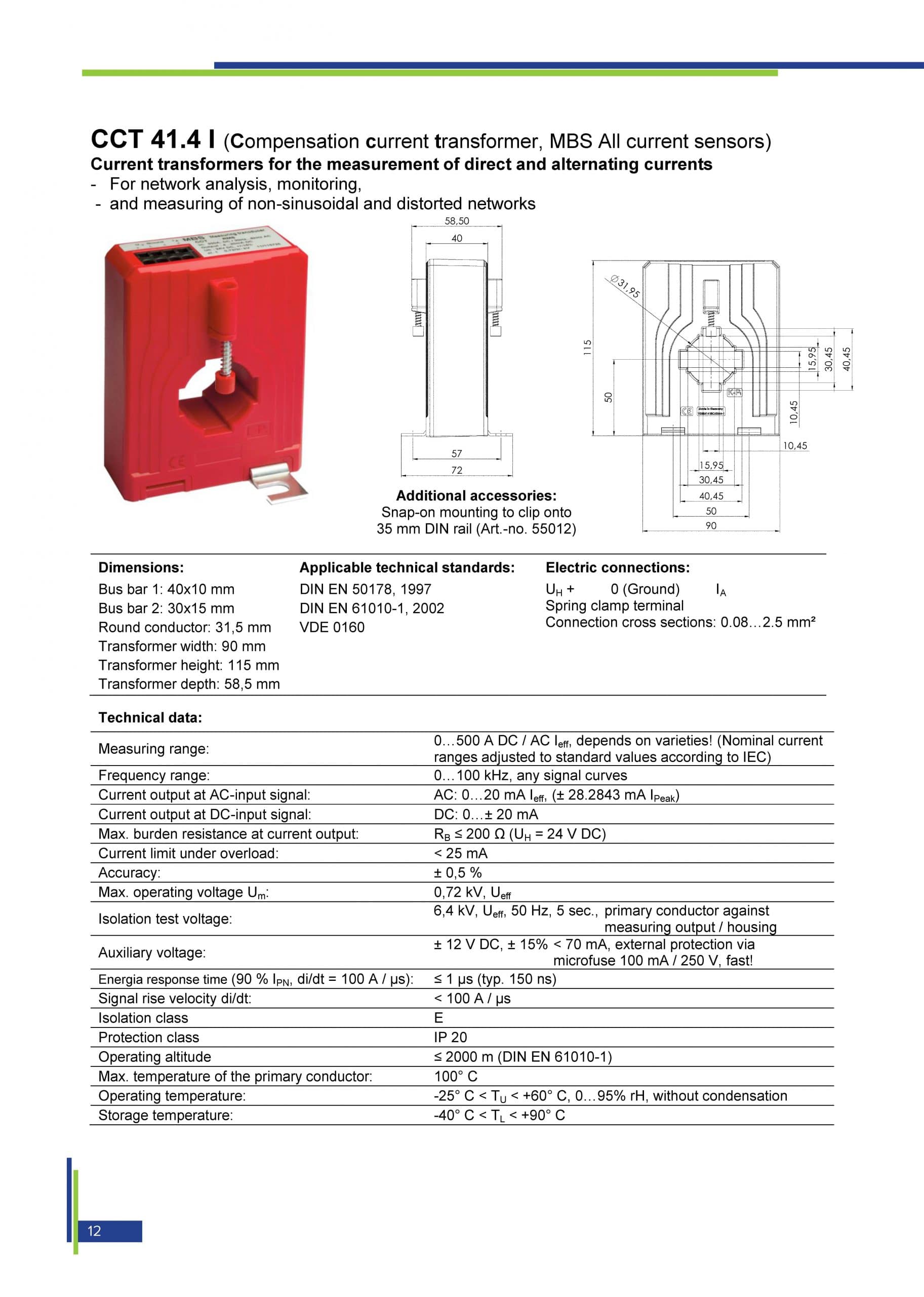 CCT I, Output-signal 0…20 mA - MBS AG & Co. KG
