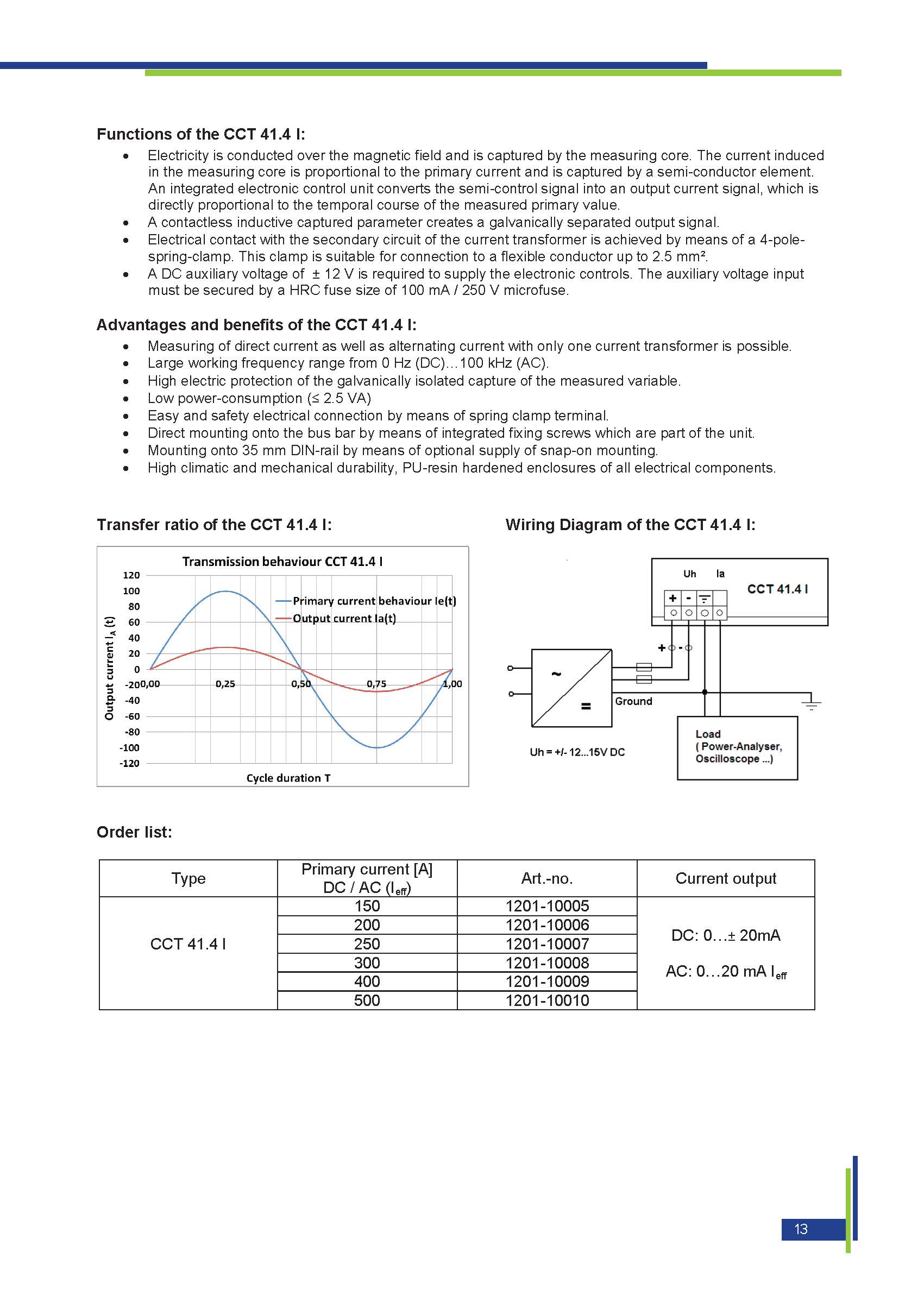 CCT I, Output-signal 0…20 mA - MBS AG & Co. KG